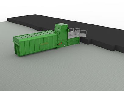 Static waste compactor featuring a raised level walk on deck loading ...